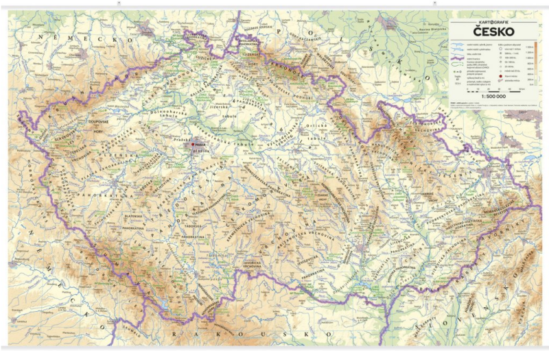 Česko – nástěnná mapa reliéf a povrch (Defekt) | Knihy Dobrovský